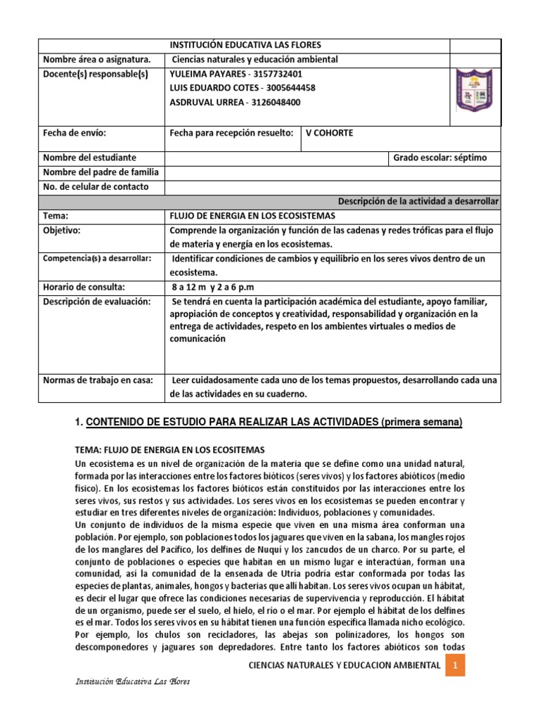 GuiaIELF - Ciencias Naturales - 7° - Flujo de Energia en Los ...