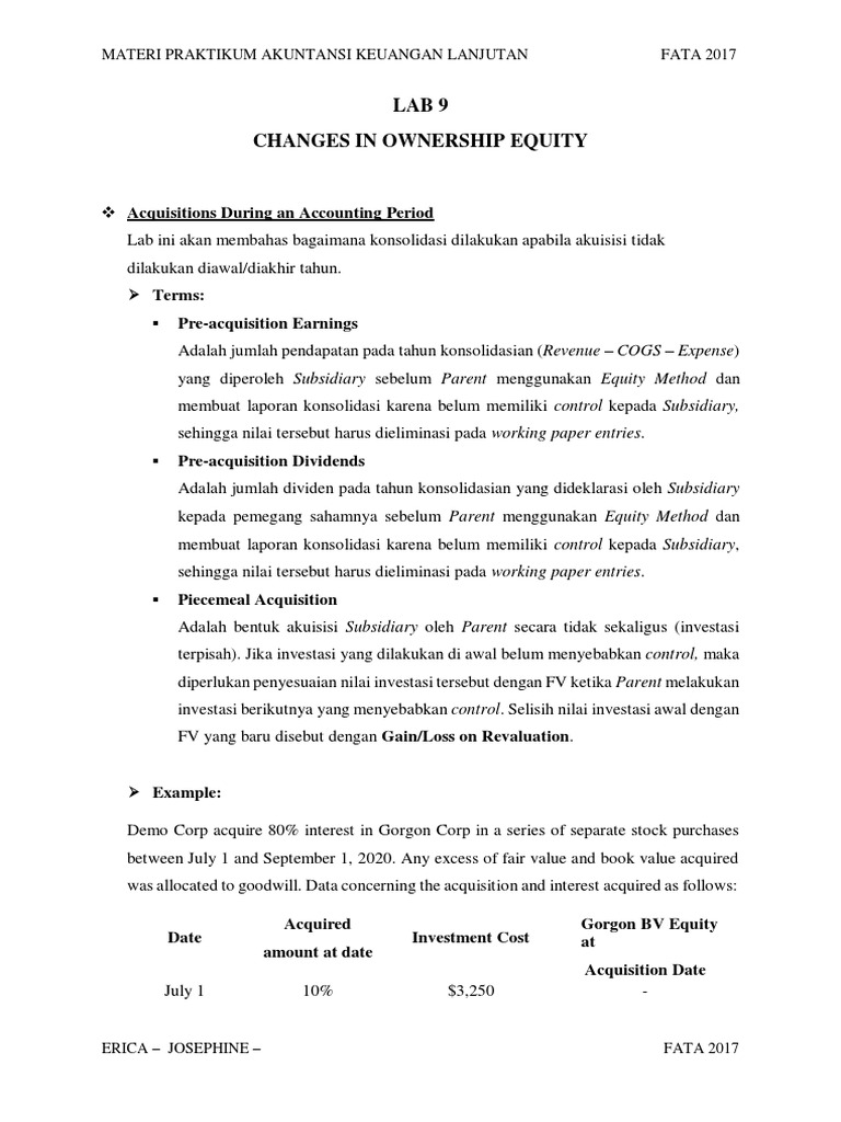 Materi Lab 9 - Changes in Ownership Equity | PDF