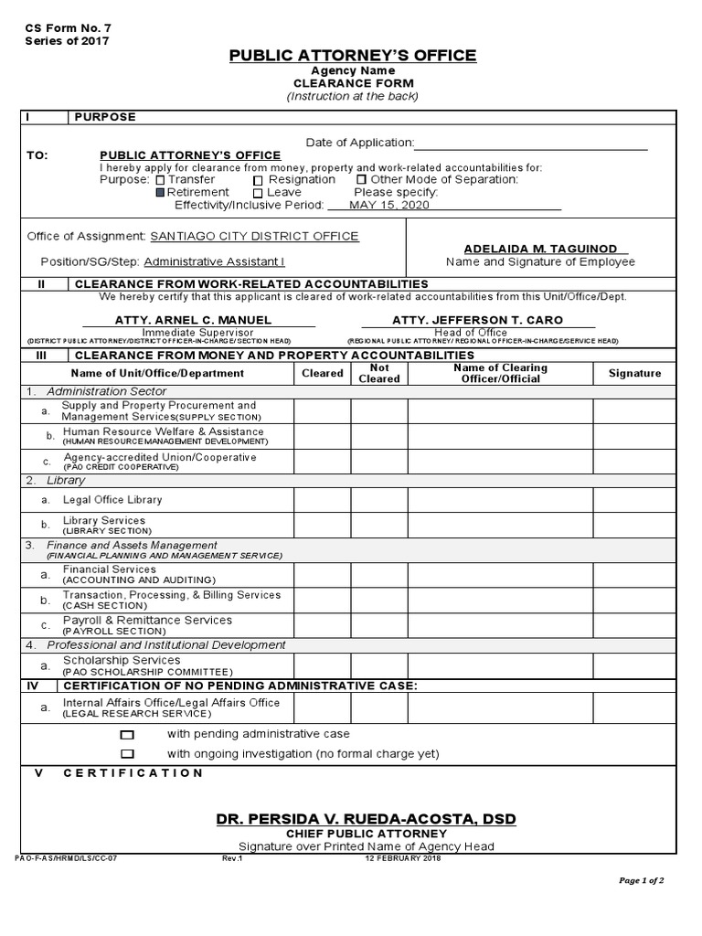Clearance Form CS Form No 7 | PDF | Business | Government