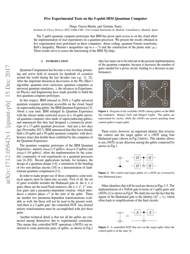 Five Experimental Tests On The 5-Qubit IBM Quantum | Download Free PDF ...