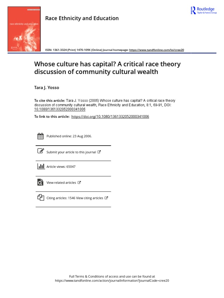 Whose Culture Has Capital? A Critical Race Theory Discussion of ...