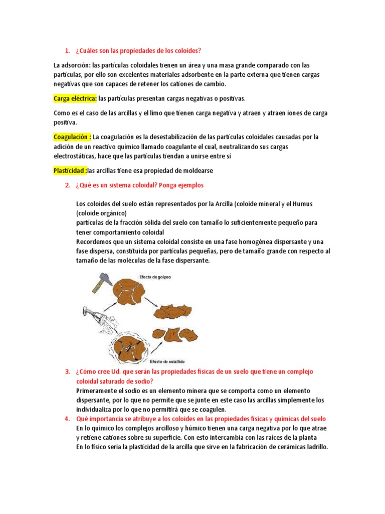 Cuáles Son Las Propiedades de Los Coloides | PDF | Coloide | Arcilla