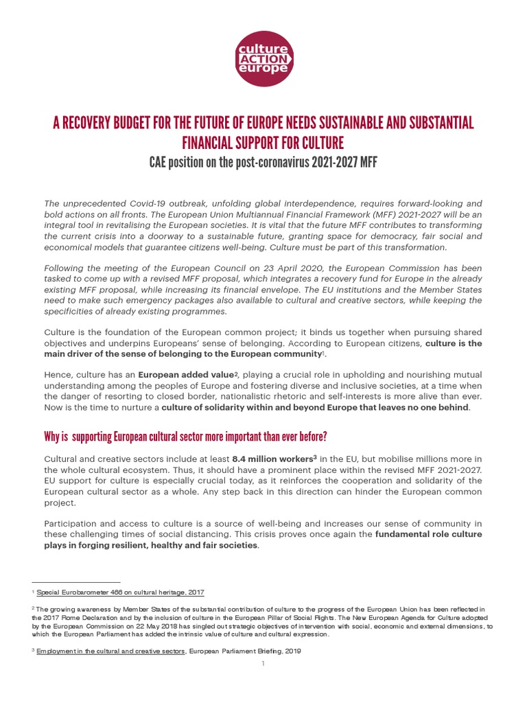 A Recovery Budget For The Future of Europe Needs Sustainable and ...