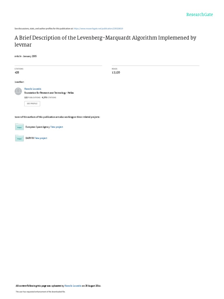 A Brief Description of The Levenberg-Marquardt Alg | PDF | Ordinary ...