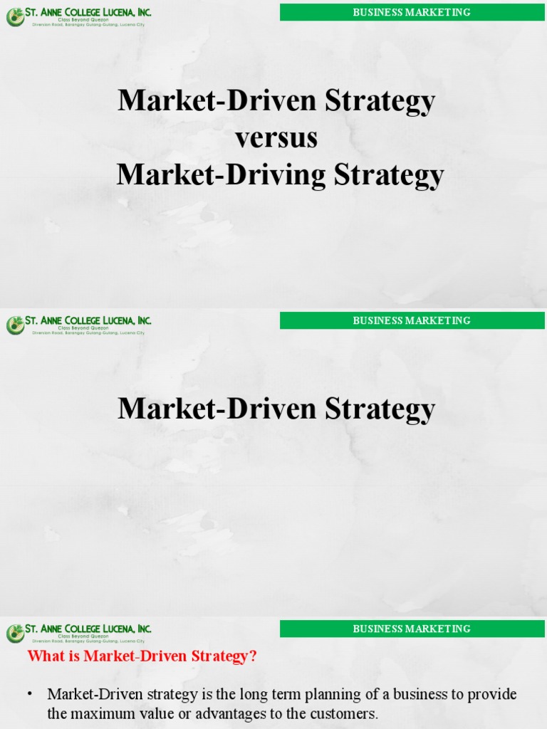 Market-Driven Strategy Versus Market-Driving Strategy | PDF | Marketing ...