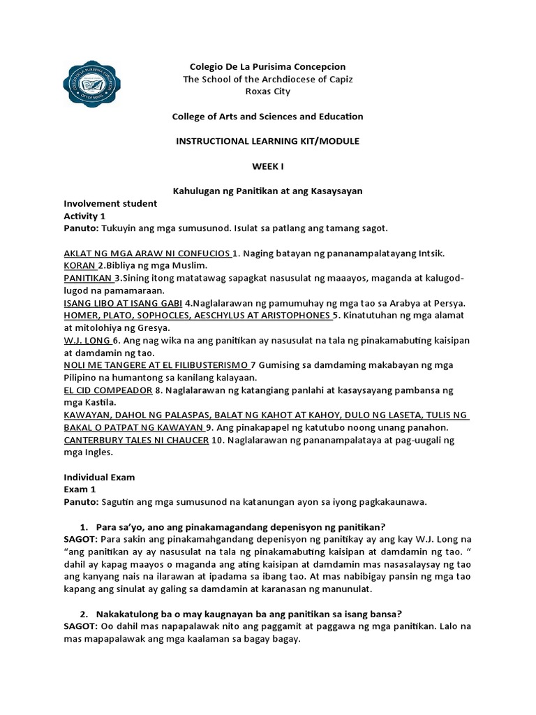 Answer - Filipino | PDF