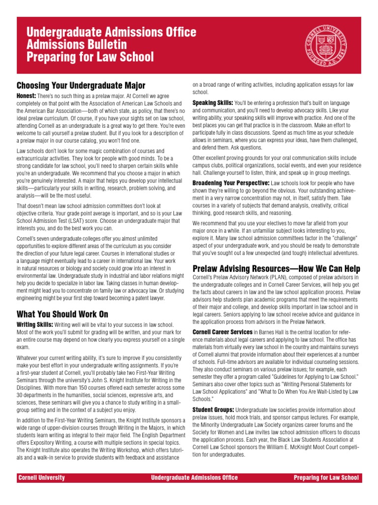 Pre-Law Bulletin | PDF | Cornell University | Law School