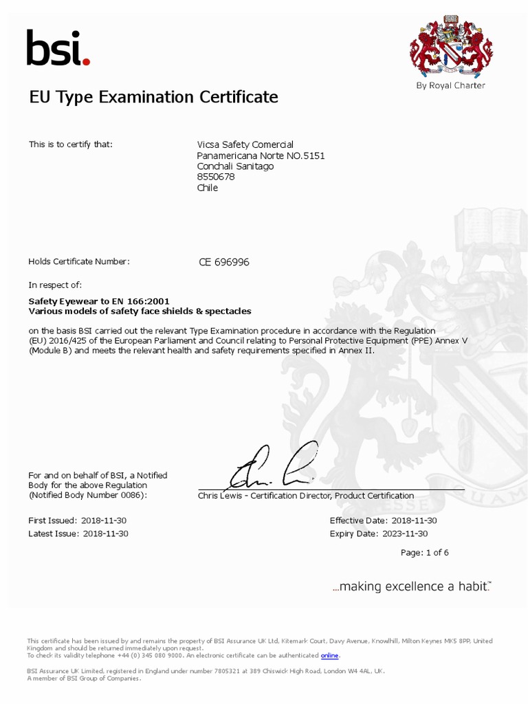 EU Type Examination Certificate CE 696996 | PDF | Optical Filter | Infrared