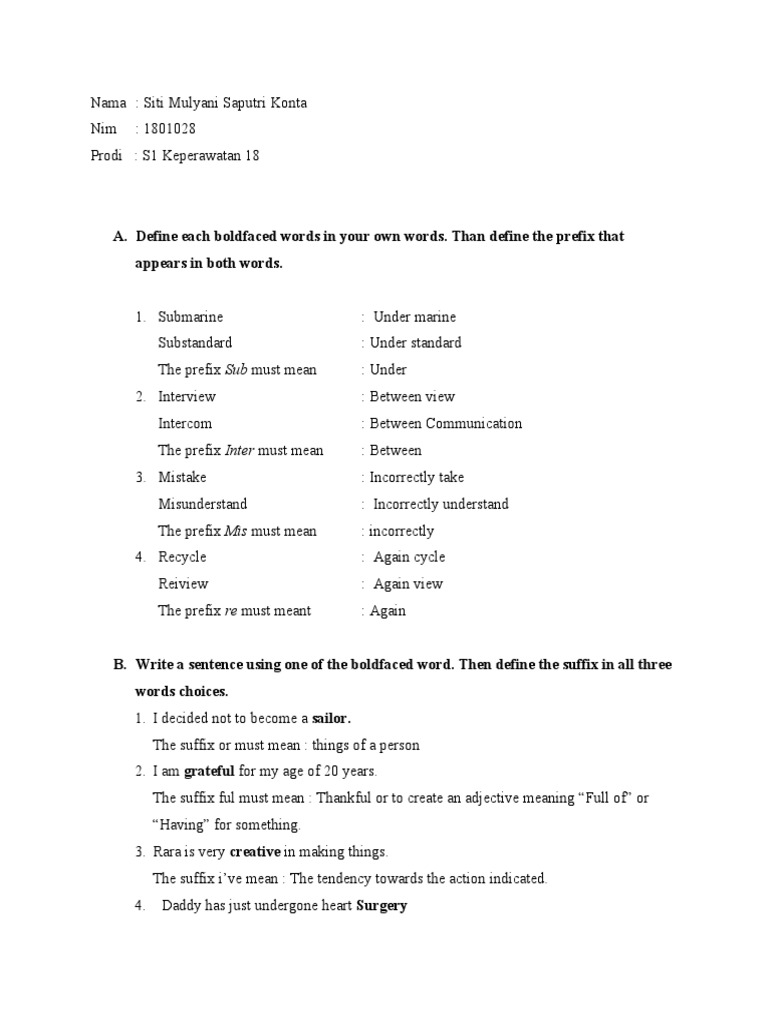 A. Define Each Boldfaced Words in Your Own Words. Than Define The ...