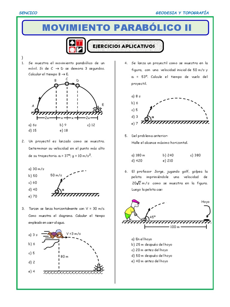 Ejercicios de Movimiento Parabólico Ii | PDF | Avión | Velocidad