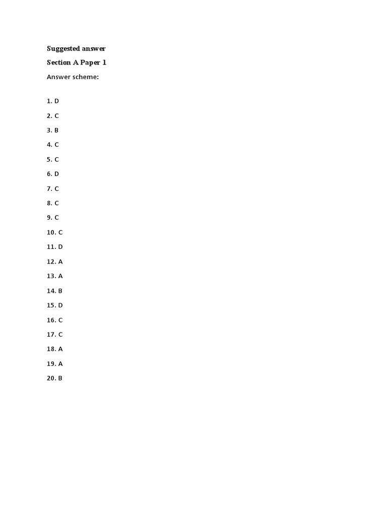 Answer Scheme:: Suggested Answer Section A Paper 1 | PDF
