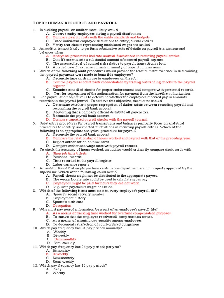 Topic: Human Resource and Payroll | PDF | Payroll | Internal Control