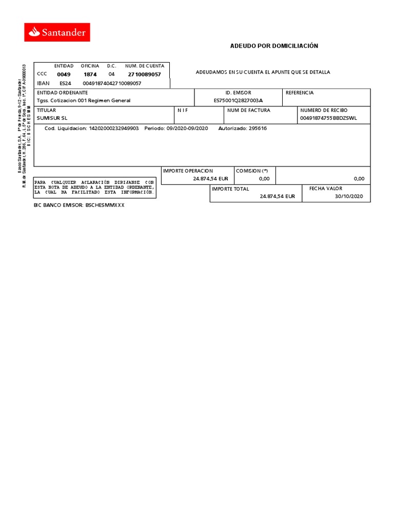 TC1 Recibos 09-2020 | PDF | Servicios financieros | Bancario