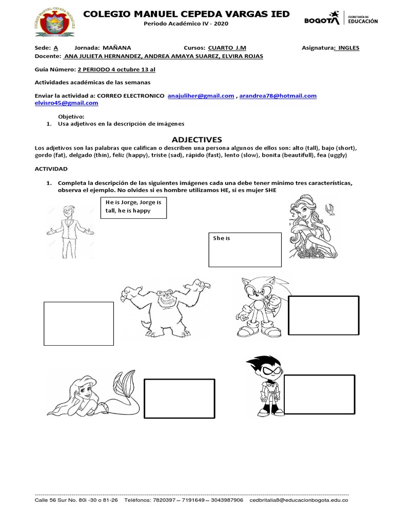 GUIA Ingles 2 - CUARTO PERIODO | PDF