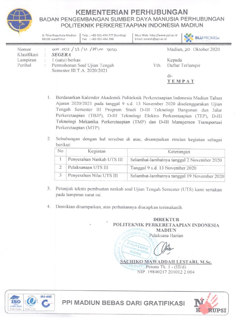 Permohonan Soal Uts Iii PDF | PDF
