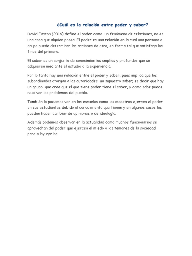 Cuál es la relación entre poder y saber | PDF