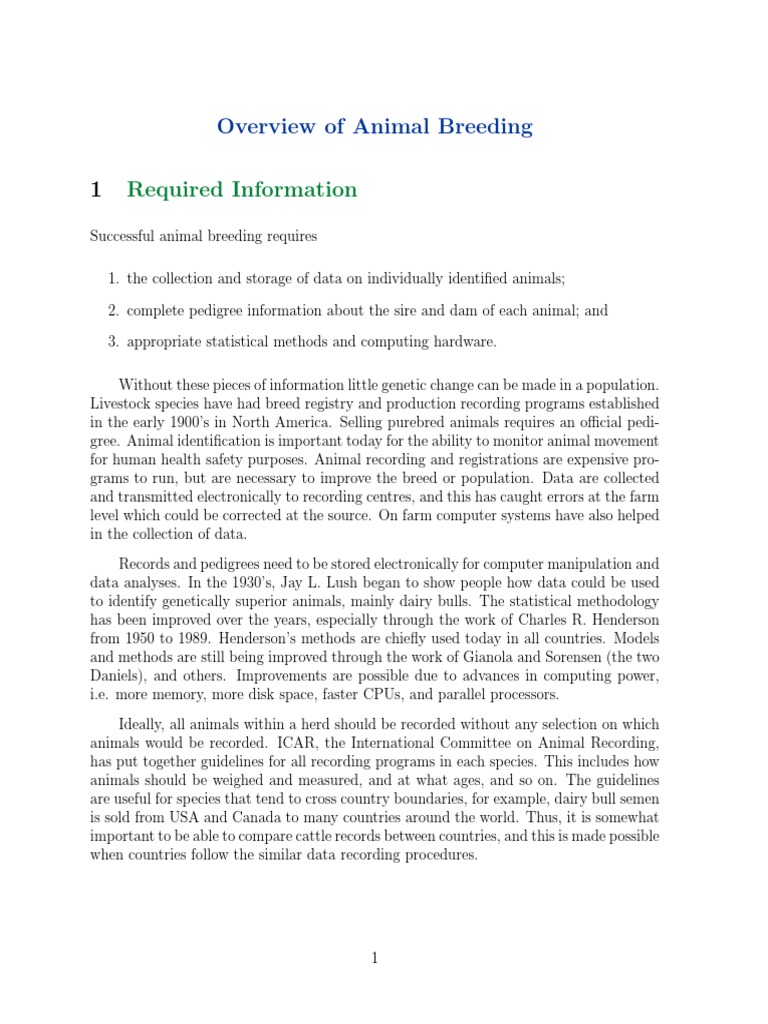 Overview of Animal Breeding | PDF | Dominance (Genetics) | Allele