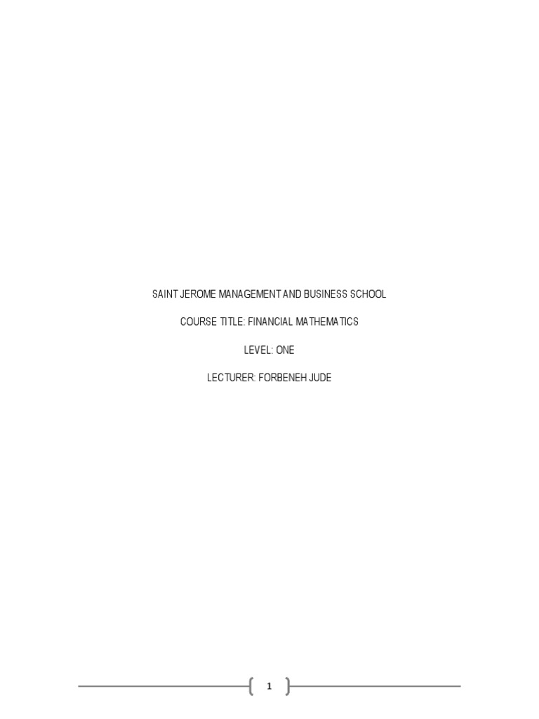 Financial Mathematics Lecture Notes Fina PDF | PDF | Net Present Value ...