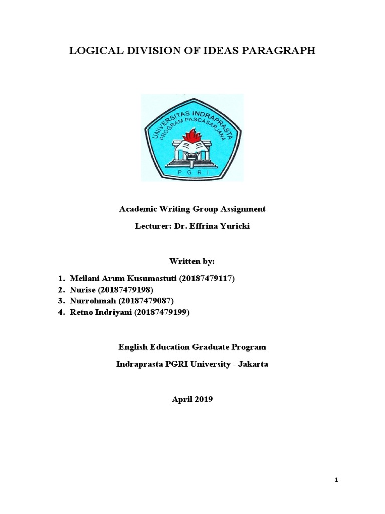 Logical Division of Ideas in Writing | PDF | English As A Second Or ...