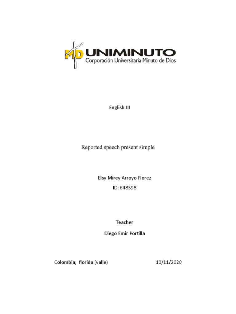 Reported Speech: Present Simple Guide | PDF