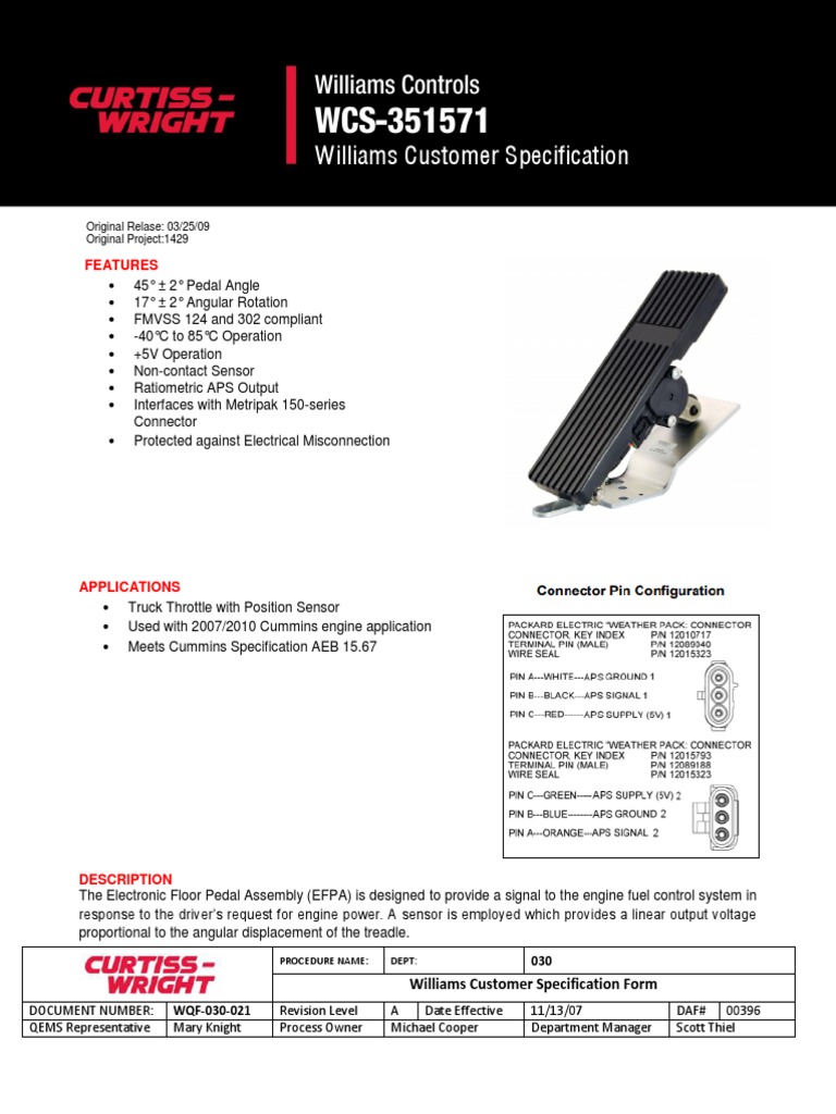 WM 526 Specification Sheet | PDF | Throttle | Verification And Validation
