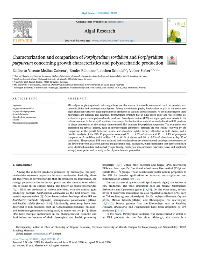 Algal Research: Sciencedirect | PDF | Chemistry | Inorganic Chemical