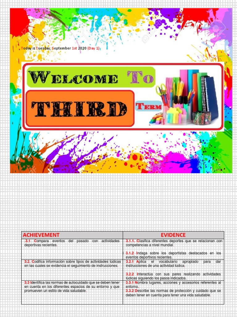 Third Term Separador 3rd Grade Ingles | PDF