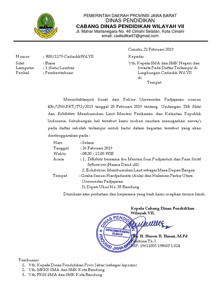 Surat Undangan Kegiatan Talk Show Dan Exhibition Membumikan Laut | PDF