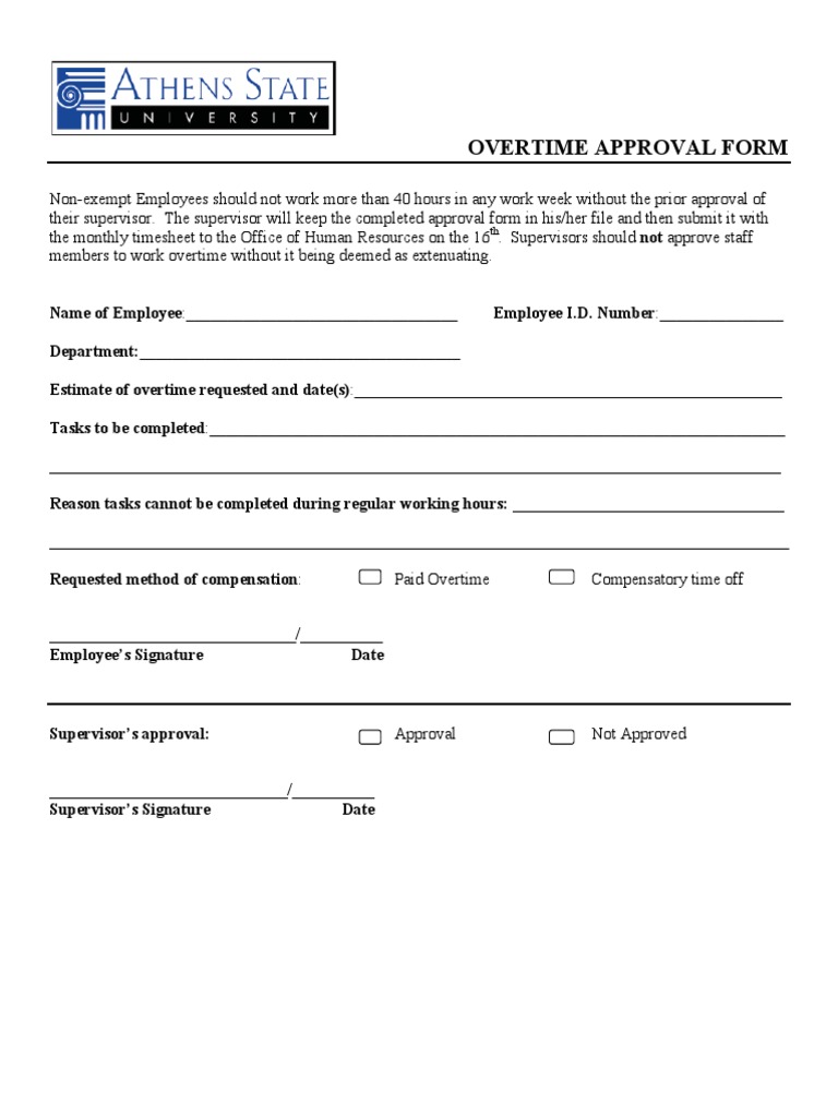 Form Overtime Approval | PDF | Computers