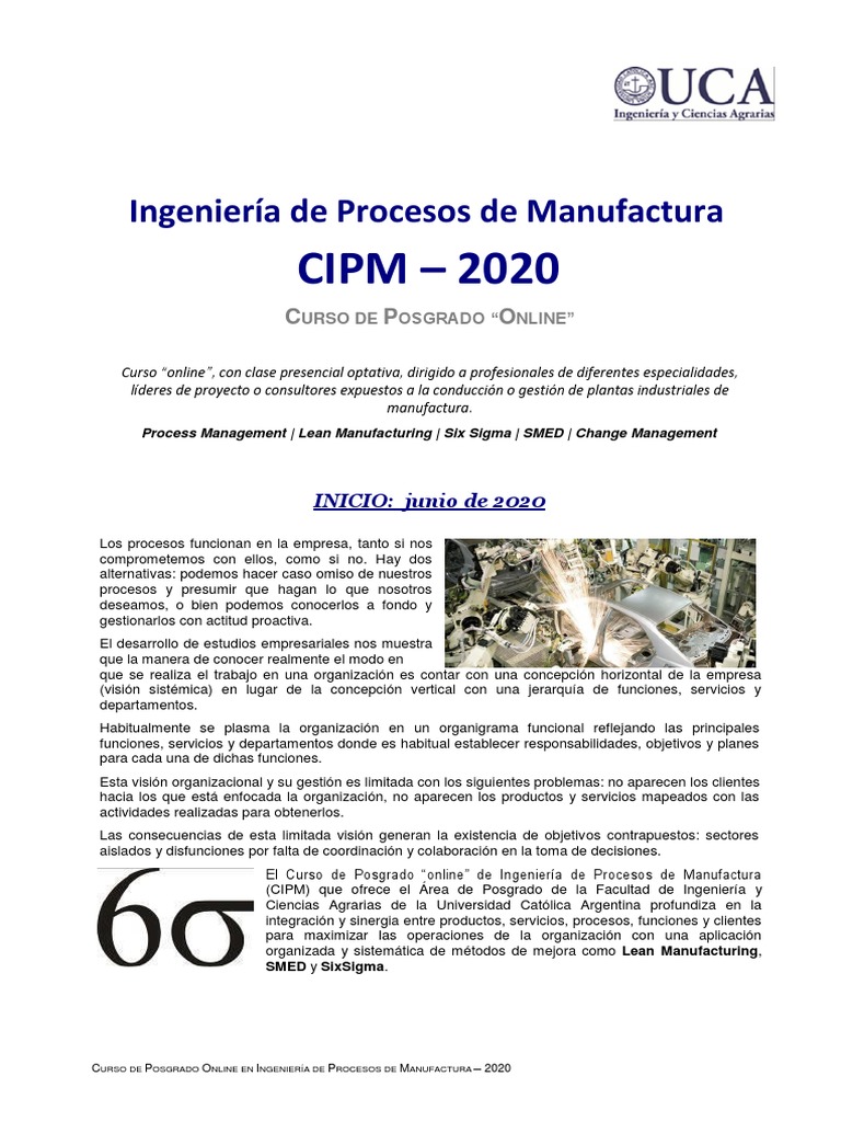 CIPM UCA 2020 Junio | PDF | Six Sigma | Lean Manufacturing