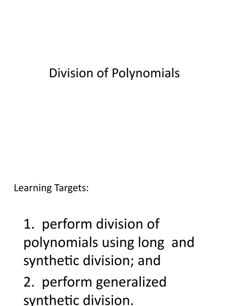 Lesson 7 Division of Polynomials | PDF