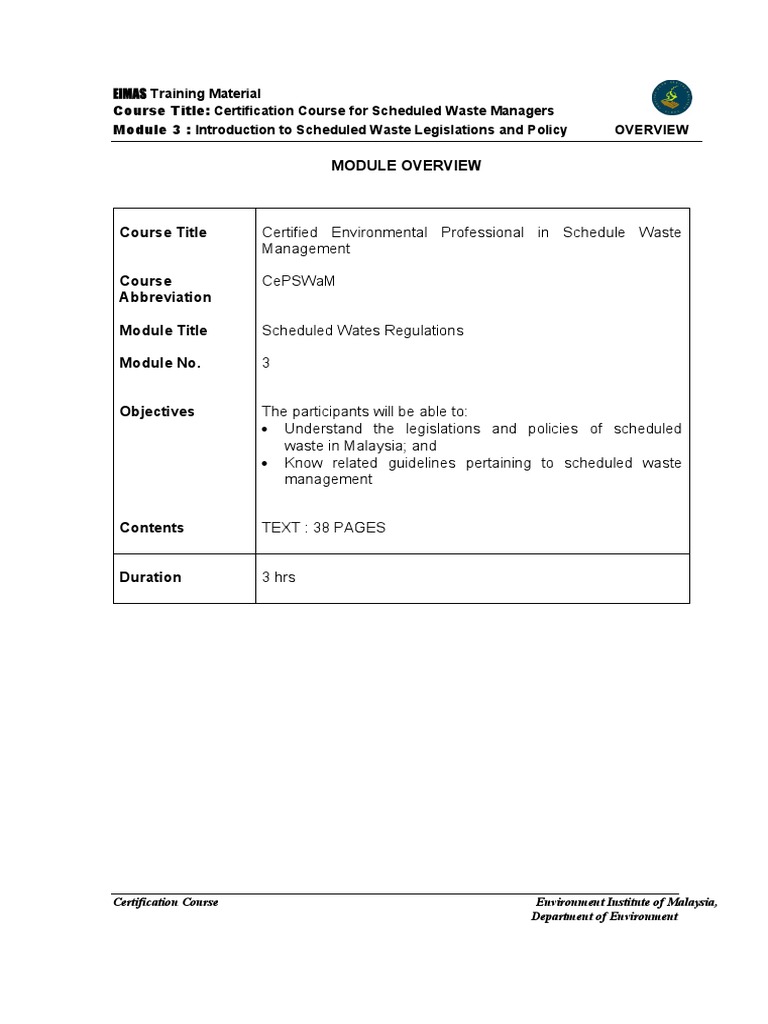 Module 3 - Cepswam | PDF | Hazardous Waste | Waste