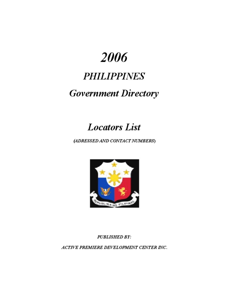 2006 Philippines Government Directory | PDF | Government | Social ...