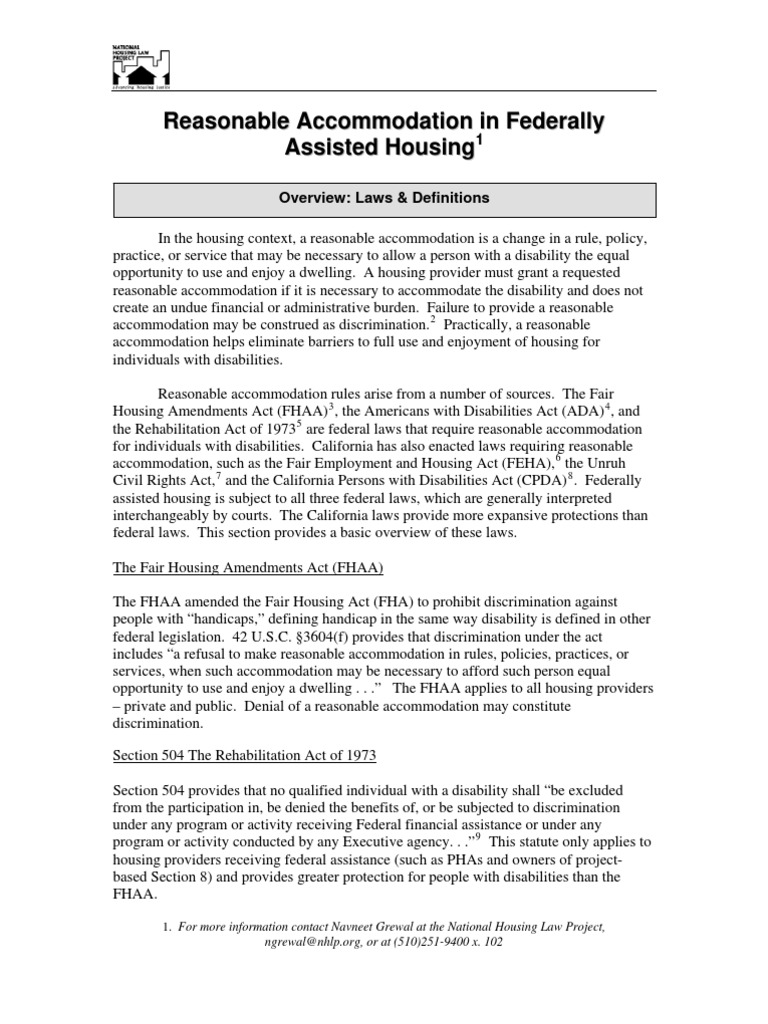 HUD - NHLP-04 Reasonable Accommodations Outline | PDF | Section 504 Of ...