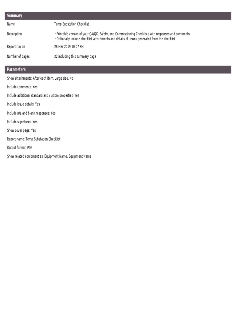 Updated Temp - Substation - Checklist | PDF | Electrical Wiring ...