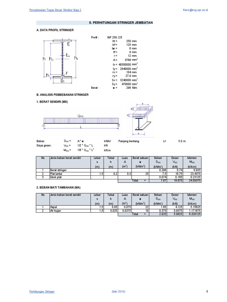 Perhitungan Beban pada Stringer Jembatan | PDF