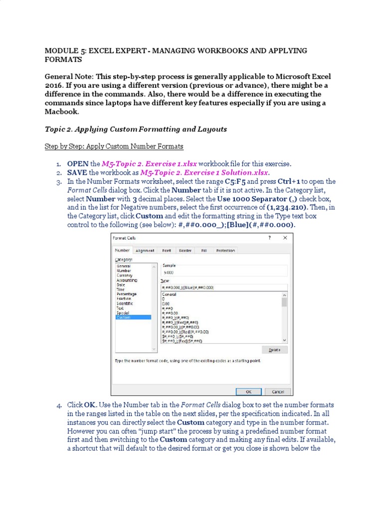 Applying Custom Formatting and Layouts | PDF | Microsoft Excel | Button ...
