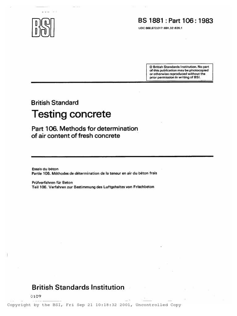 BS 1881 (Part106) - 1983 Testing Concrete - Determination of Air ...