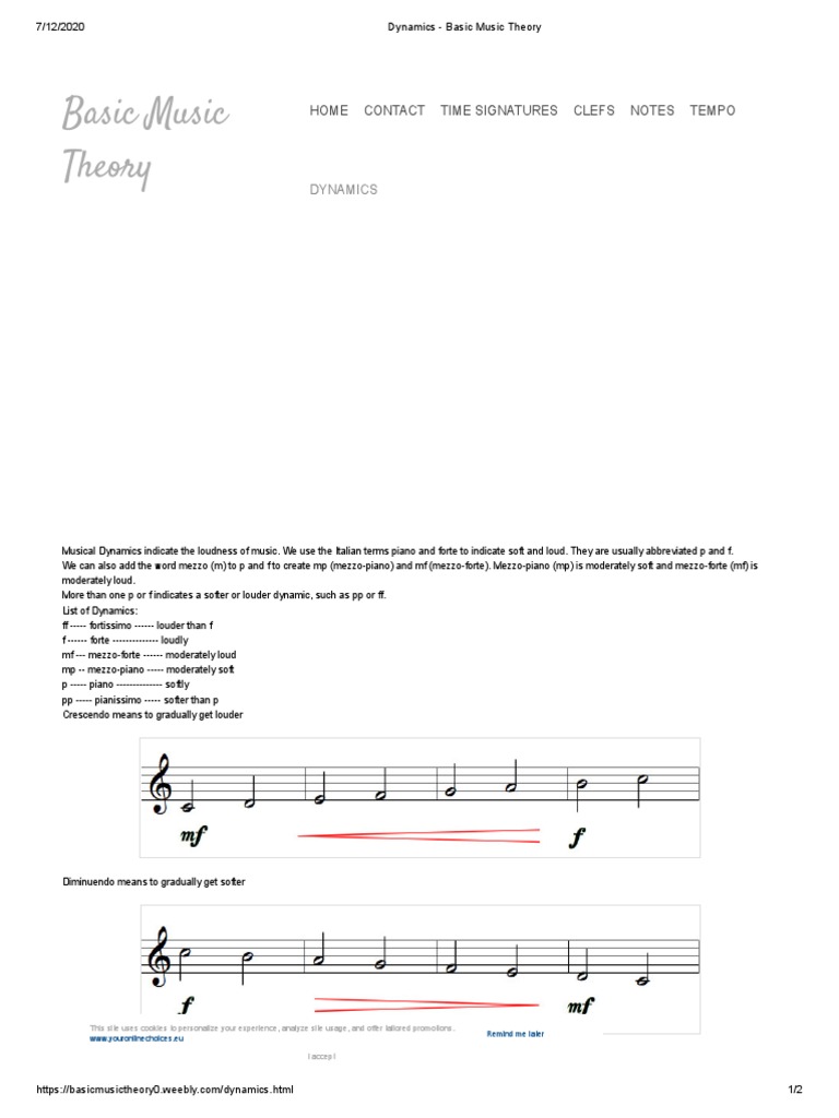 Dynamics - Basic Music Theory | PDF