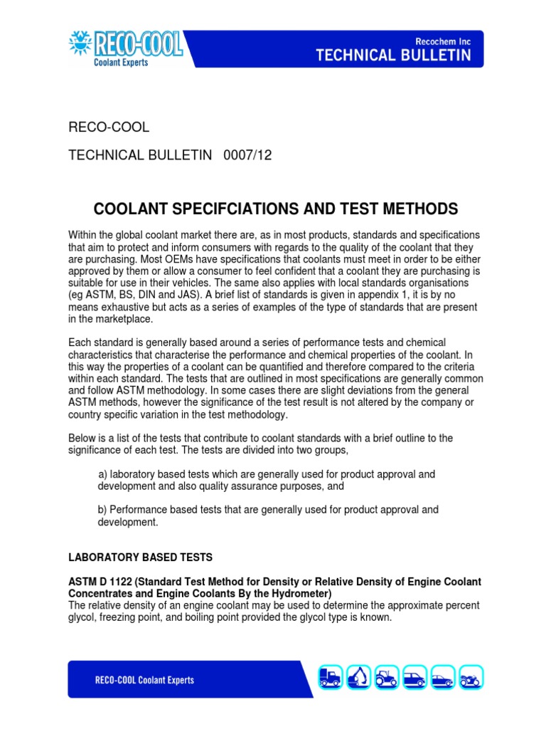 Coolant Standards and Testing Methods | PDF | Ph | Alkalinity
