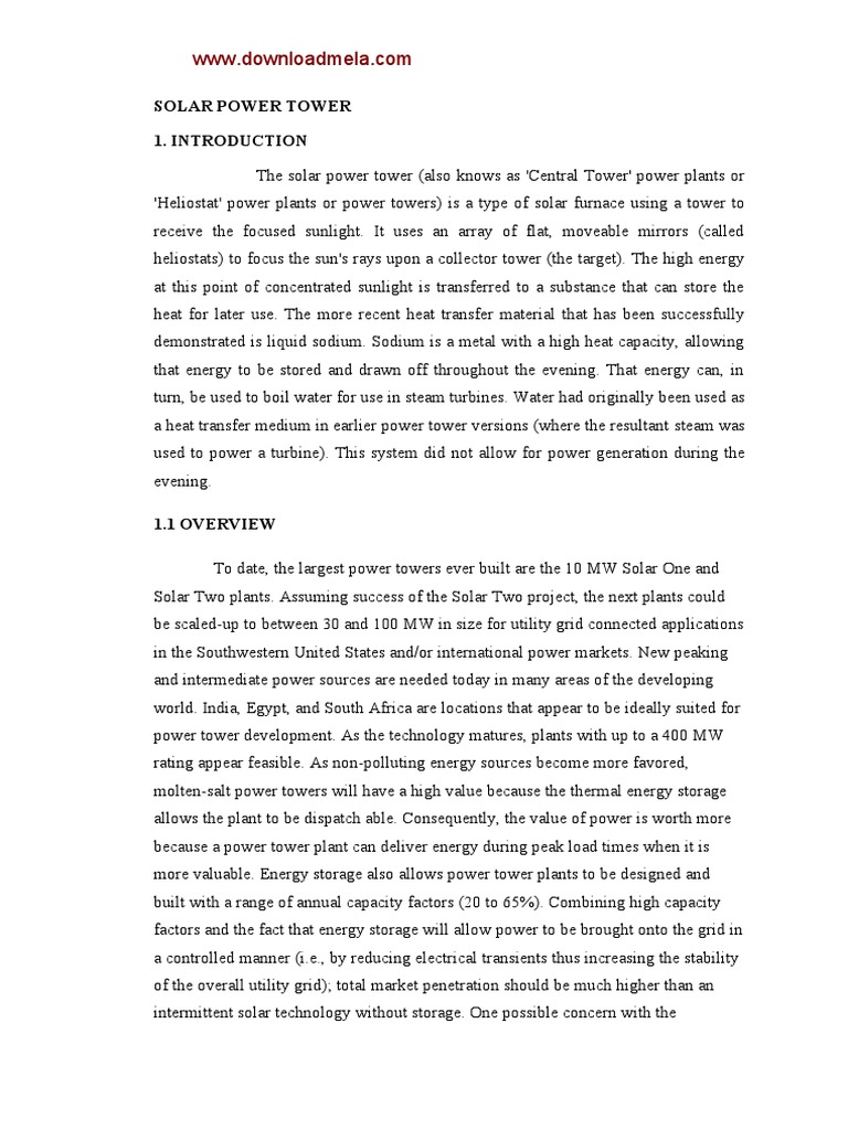 Solar Power Tower Technology Overview | PDF | Solar Energy | Solar Power