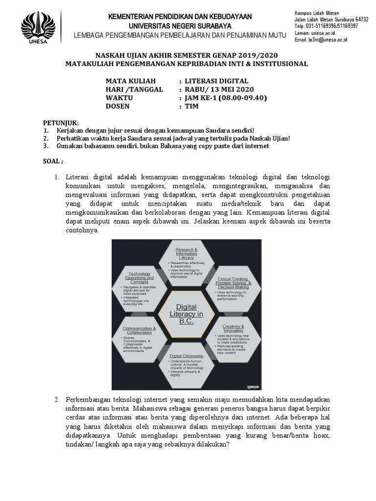 UAS MPK GENAP 2019-2020 - LIterasi Digital | PDF