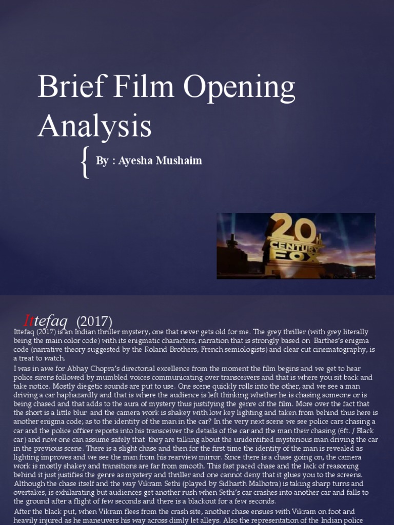 Brief Film Opening Analysis | PDF | Mystery