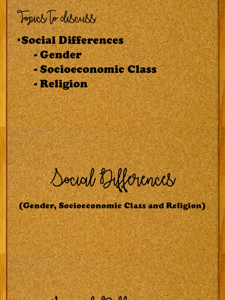 Social Differences - Gender - Socioeconomic Class - Religion | PDF ...