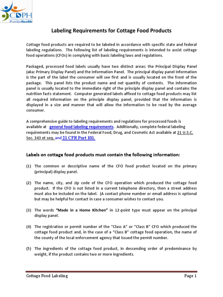 CFO Label Requirement | PDF | Nutrition Facts Label | Nutrition