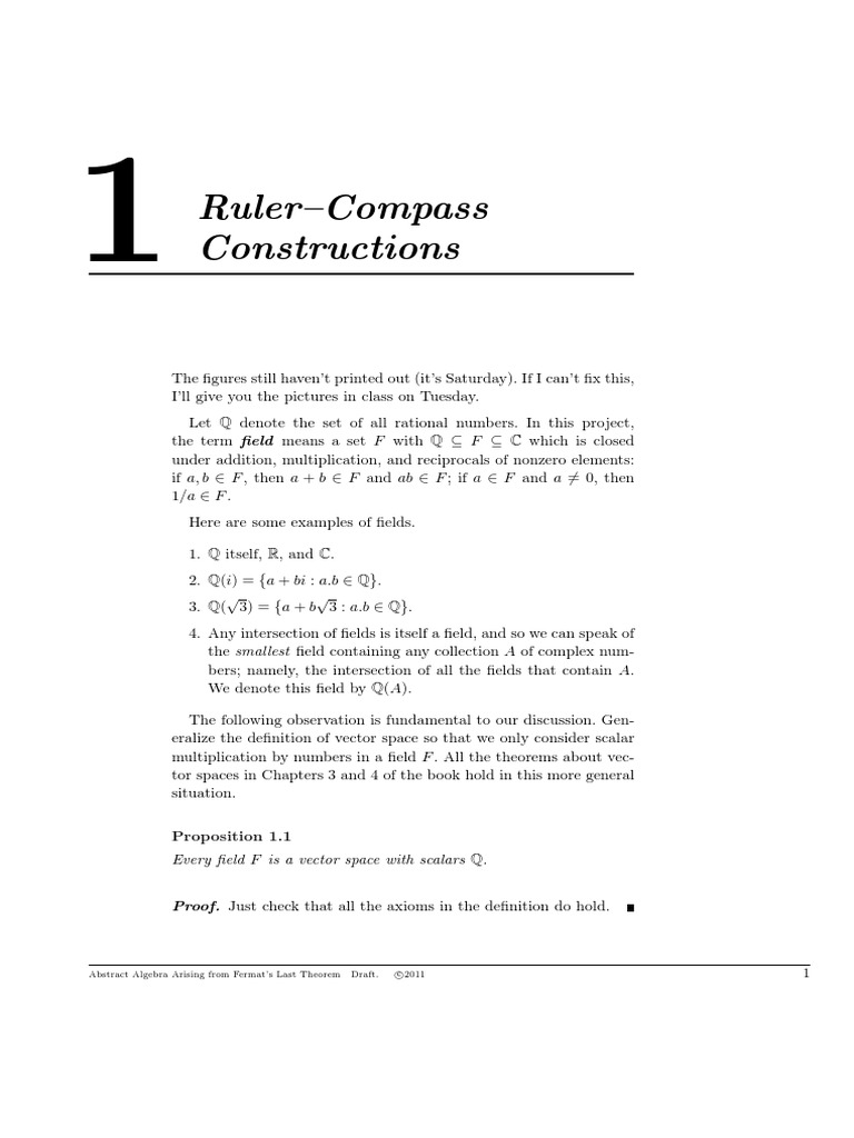 Ruler-Compass Constructions | PDF | Field (Mathematics) | Euclidean ...
