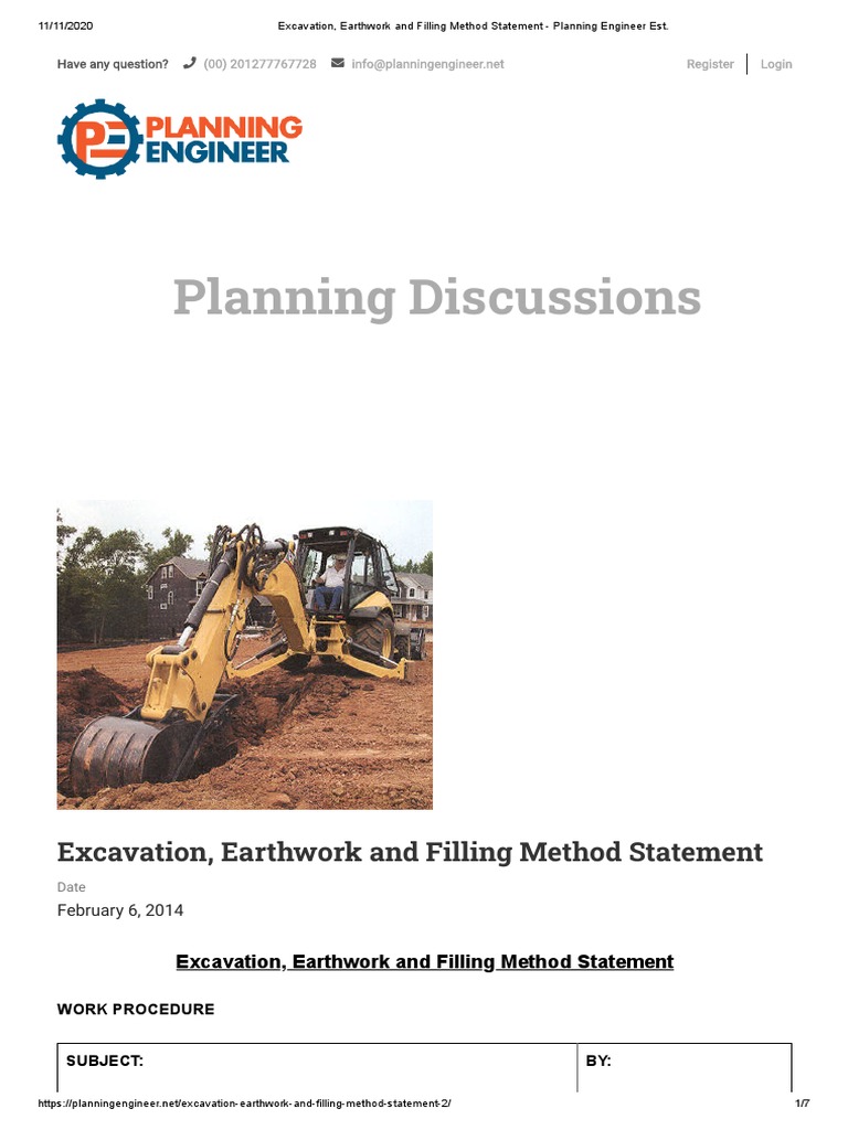 Excavation, Earthwork and Filling Method Statement - Planning Engineer ...