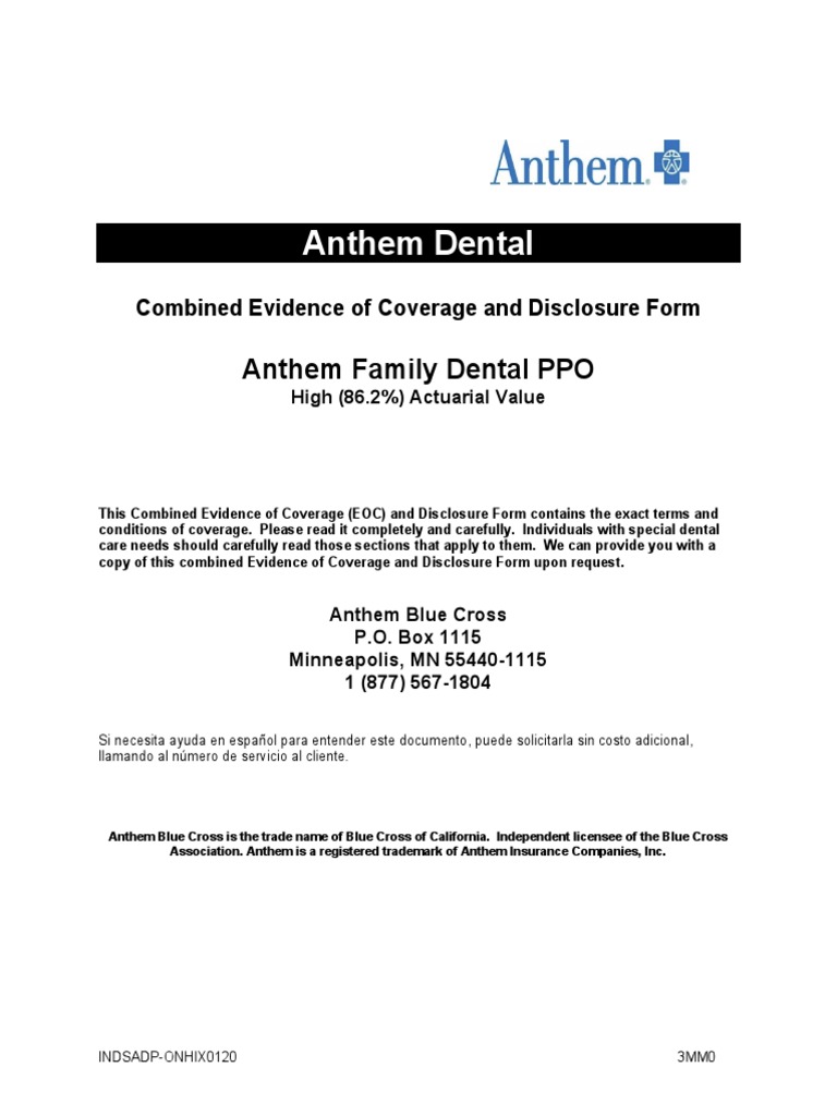Anthem Family Dental PPO | PDF | Dentist | Deductible