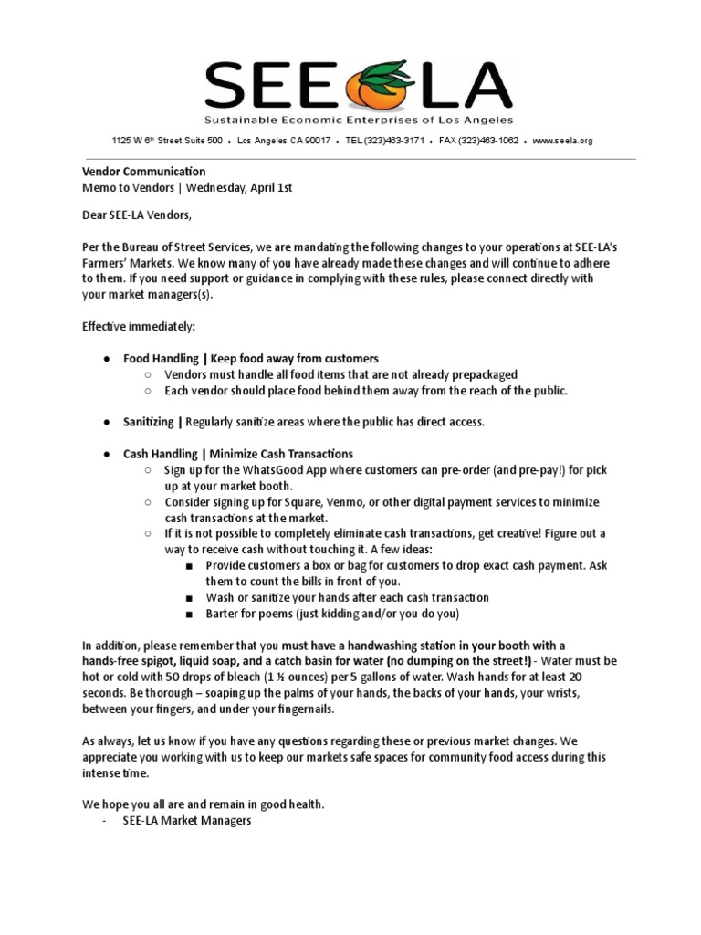 Memo To Vendors 04012020 | PDF