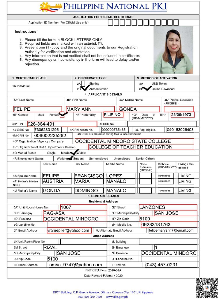 MGF PNPKI Individual Certificate Application Form Fillable v2.4 4 PDF | PDF | Public Key ...